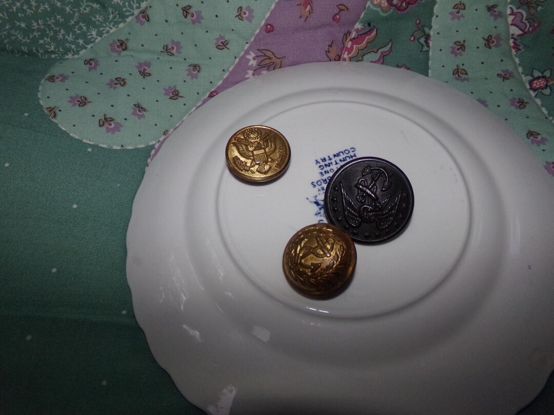 Antique and Rare Navy & Military Brass and Metal Buttons / Set of 3 ...