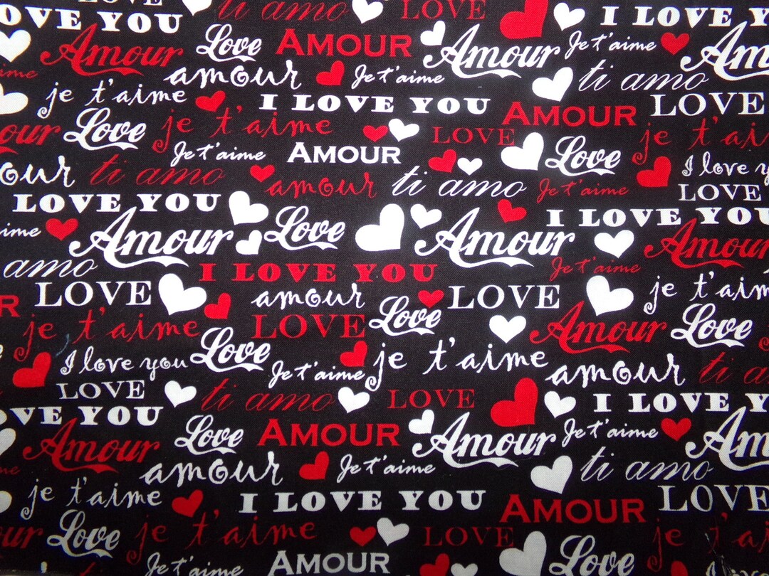 Valentine Fabric / Words of Love Fabric / Designer Fabric / Amour ...