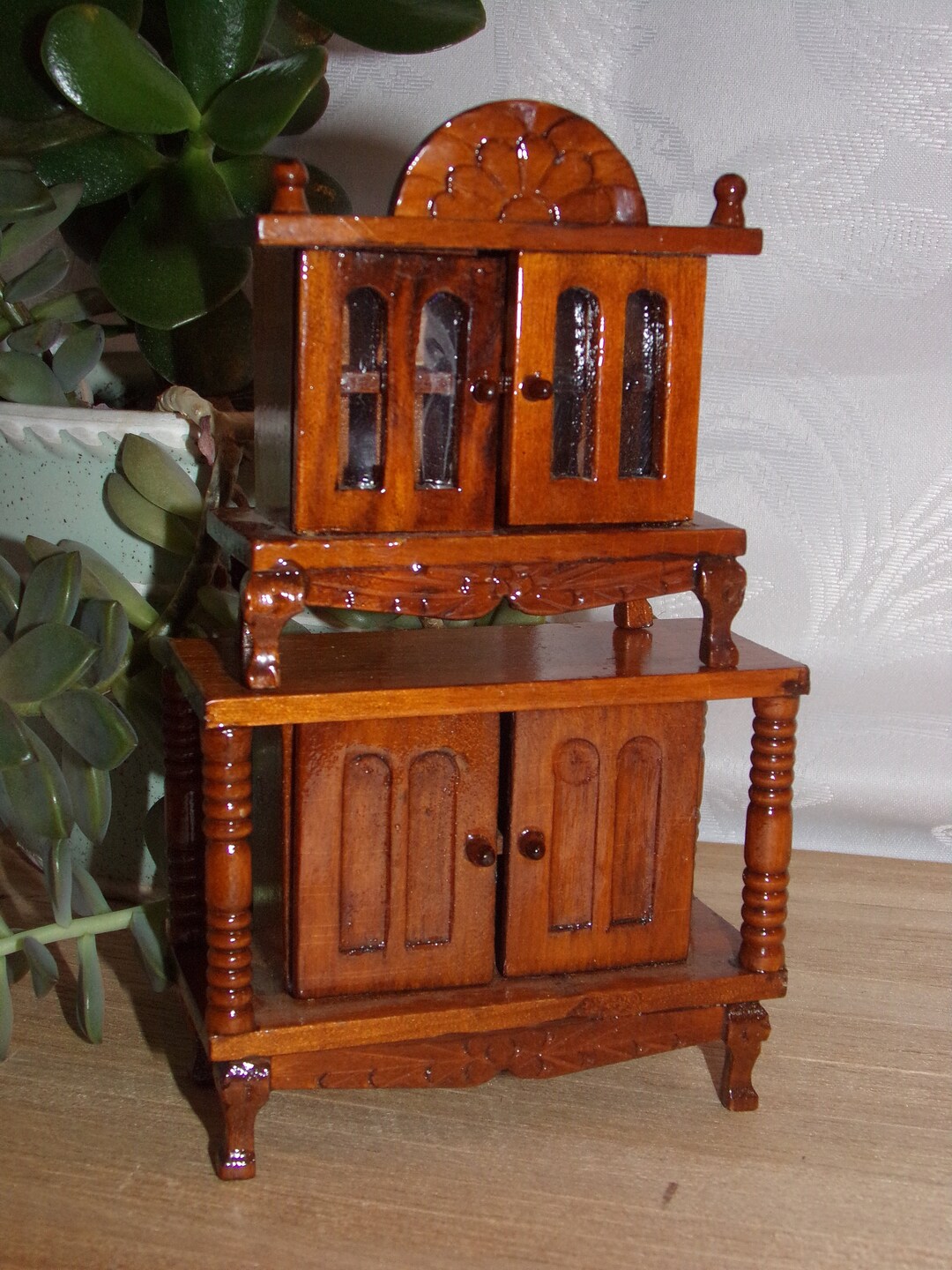 Miniature Hand Carved Tall Chest / Hand Carved Wooden Cabinet ...