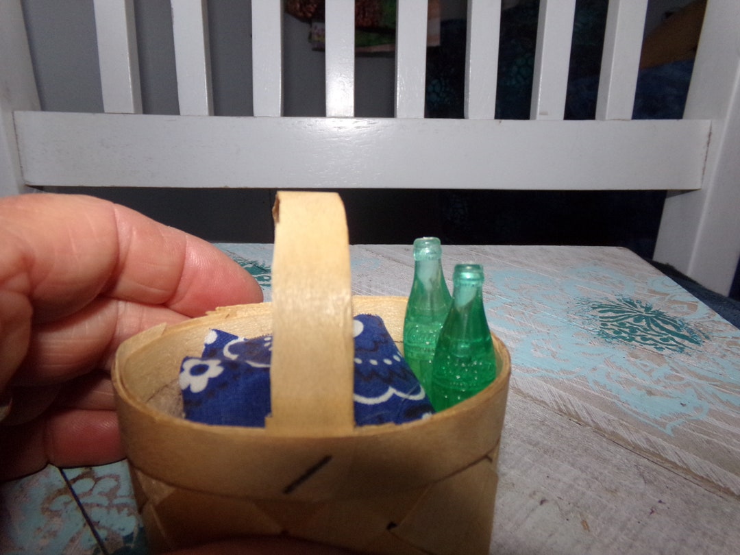 Vintage Mini Coca Cola Bottles in Whicker Basket / 60s Mini Cola Teal ...