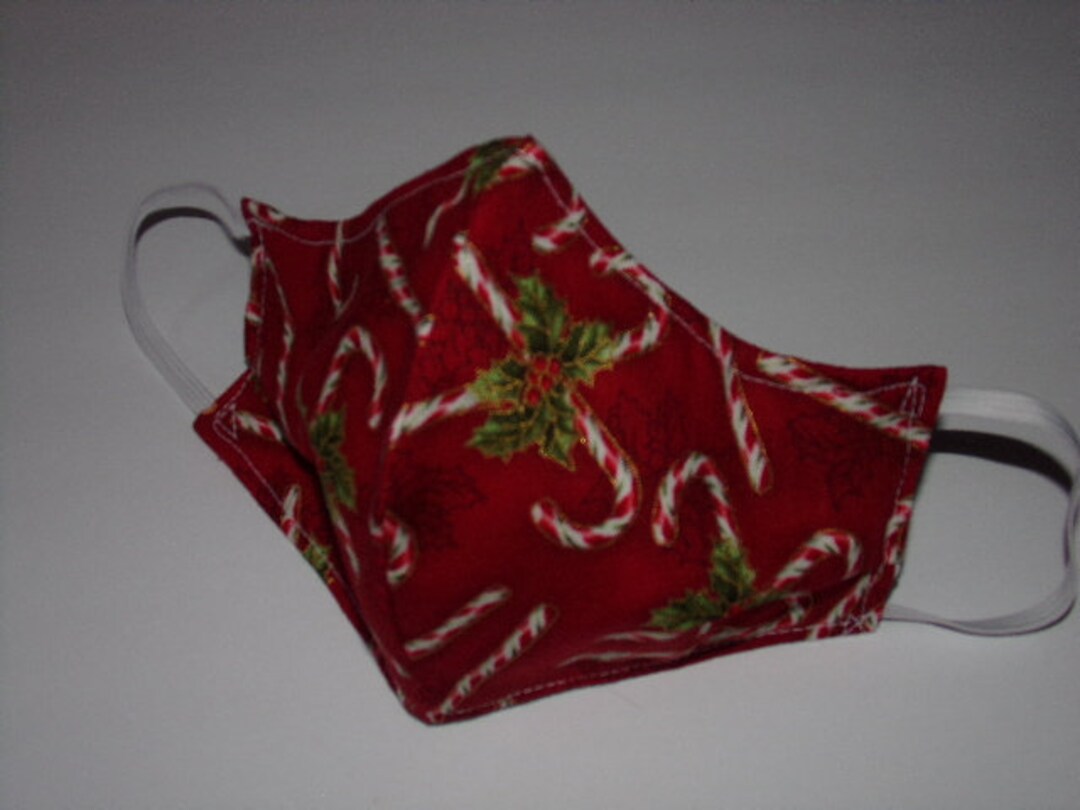 100 % Cotton Cane Face Mask / Cloth Face Mask / Candy Cane Face Mask ...
