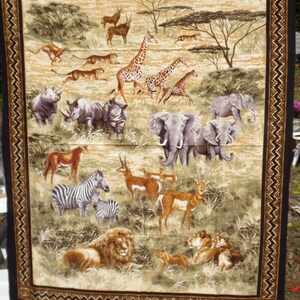 African Animal Fabric Panel / Jungle Theme Fabric / African Safari ...