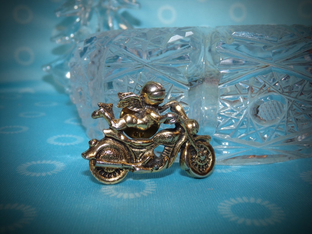 Vintage Motorcycle Pin / Gold Tone / Heavy Solid Motorcycle Pins ...