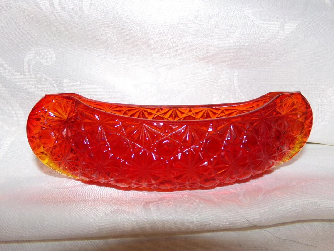 Rare Ruby Red Glass Canoe / Red Amberina Daisy and Button Canoe ...