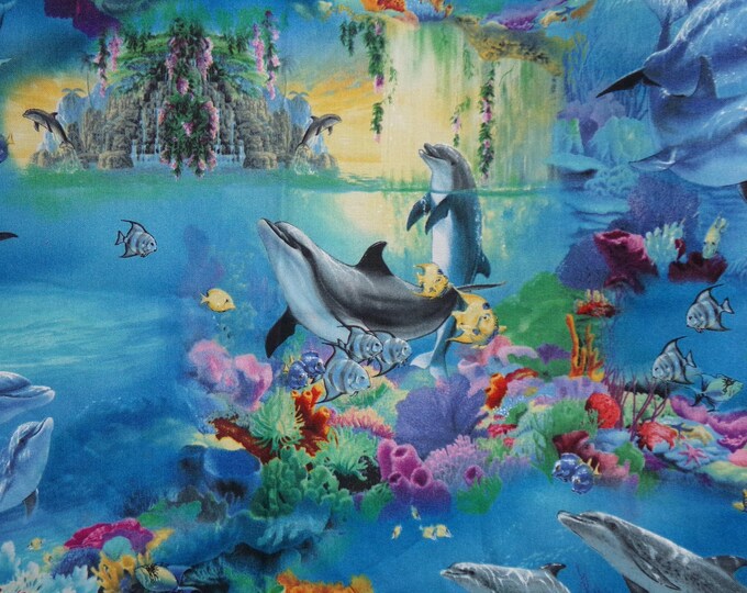 Under the Sea Fabric / Dolphins Under the Sea Fabric / Marine Life ...