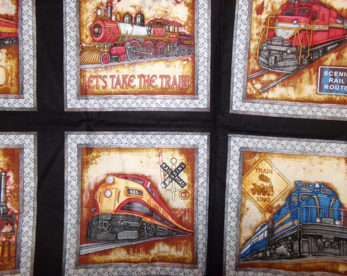 Rare Locomotive Fabric / Vintage Train Fabric / Right on Track Fabric ...