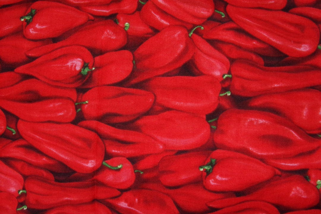 Red Hot Chili Peppers Fabric / Farmers Market Chili Fabric / Garden ...