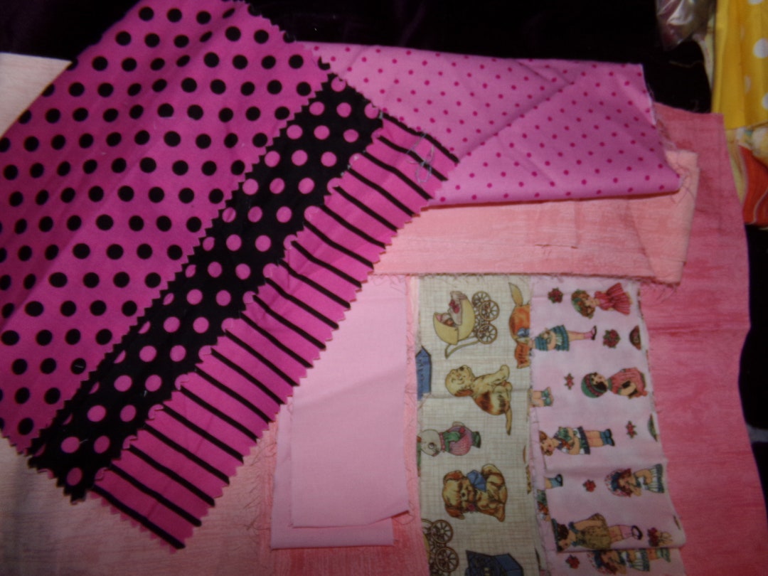 Fabric Scraps & Strips / Over a 1/2 Lb. of Pink Cotton Scraps ...