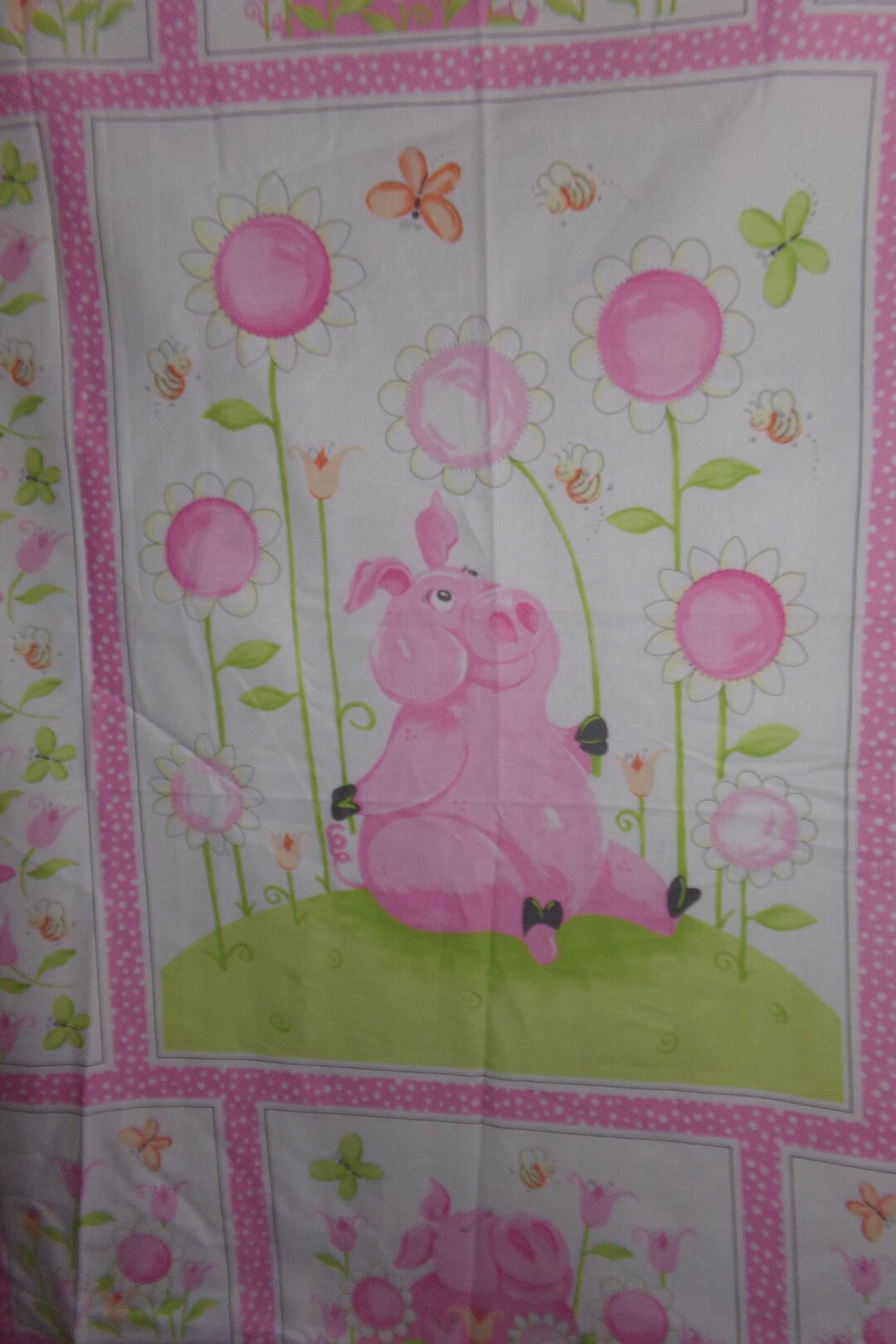Pink Baby Quilt Panel / Susybee Fabric Panel / Pink Pig Quilt Panel ...