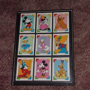 Vintage Framed Mickey Mouse Disney Cards / Childrens Room Decor ...