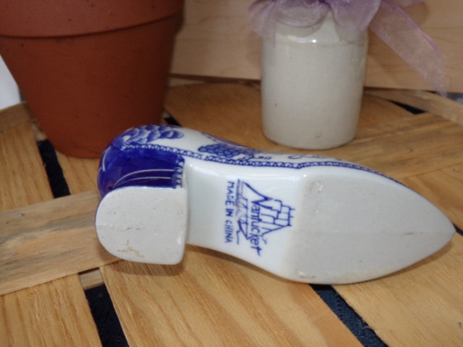 Vintage Blue Shoe Nantucket / Porcelain Shoe Blue / Blue Delft Large ...