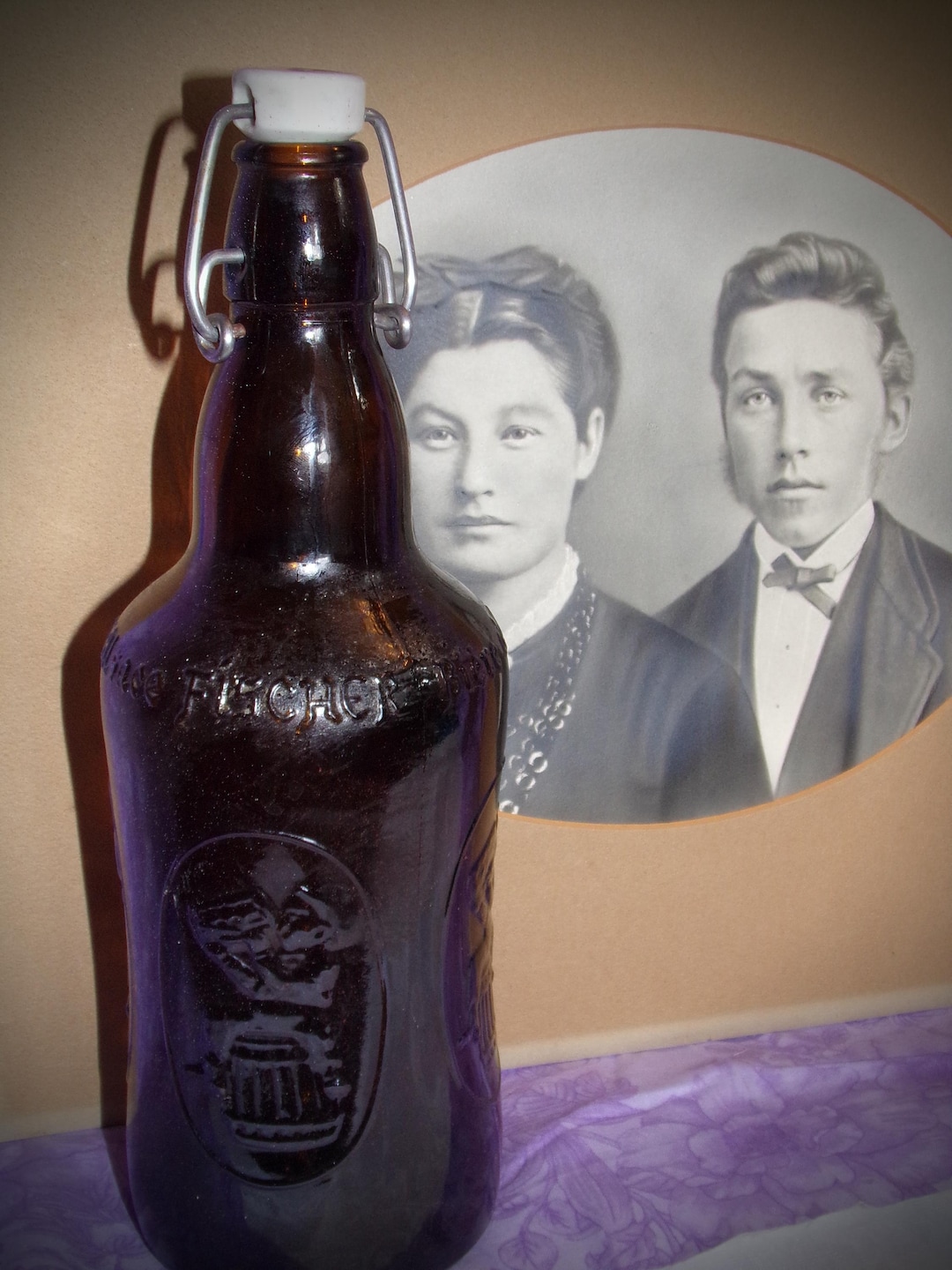 French Beer Bottle / D'alsace French Beer Bottle / Old Brown Beer ...