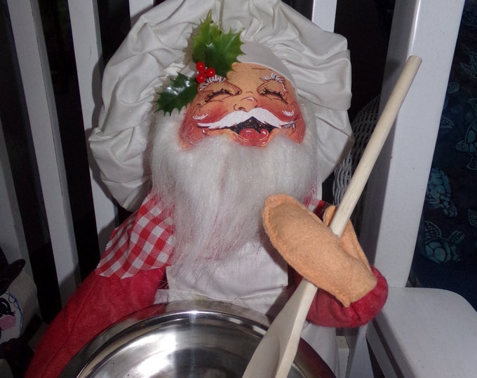 Vintage 18'' Animated Chef Santa / 1989 Annalee Motorized Chef Santa ...