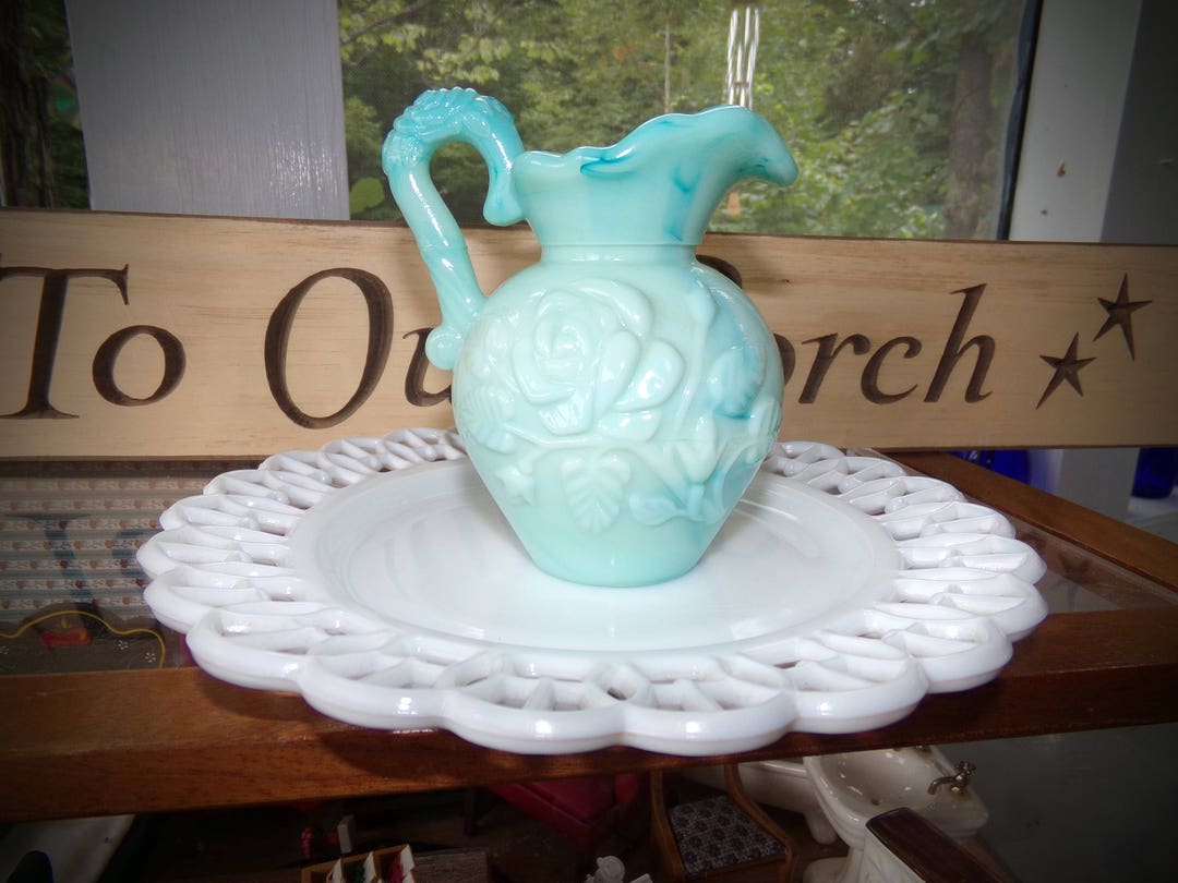 Vintage Avon Bottle . Mint Green Vase . Romatic Decor . Marble Like ...