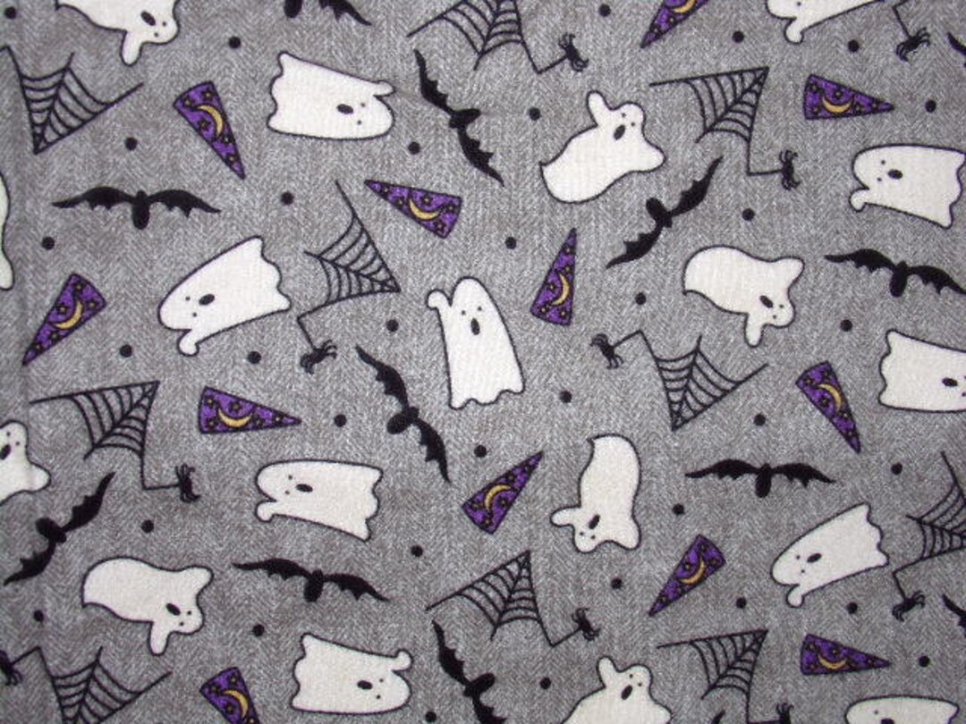 Halloween Flannel Fabric / Designer Fabric / Ghost & Bats Fabric / Mask ...