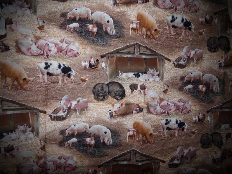 Pigs on the Farm Fabric / End of Bolt Cotton Fabric / Designer - Etsy