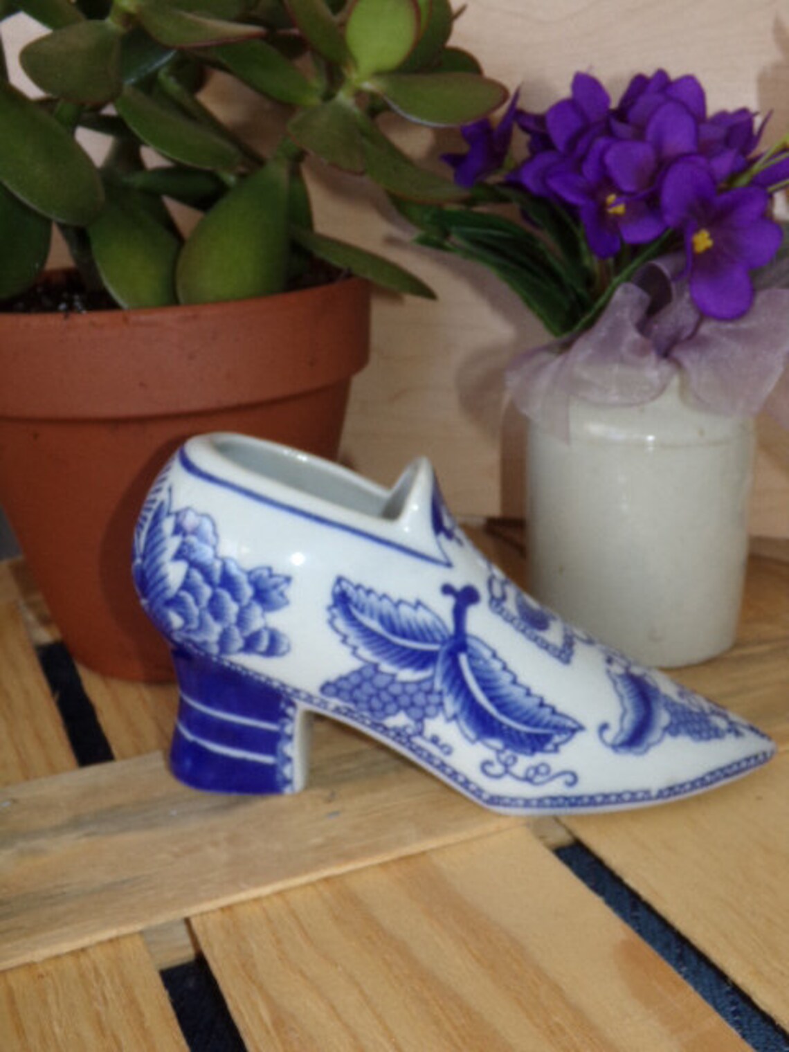 Vintage Blue Shoe Nantucket / Porcelain Shoe Blue / Blue Delft Large ...