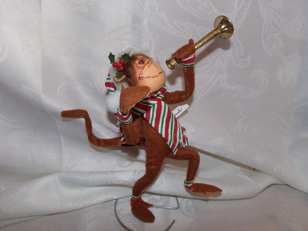 Vintage Annalee Monkey Playing Horn / Christmas Monkey Decoration ...