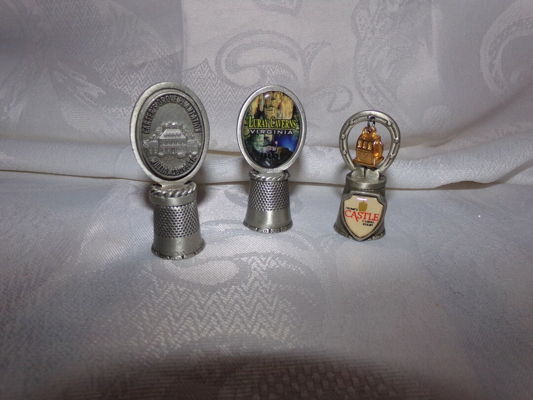 Pewter Thimbles / Lot of 3 Pewter Thimbles / Luray Caverns Virginia ...