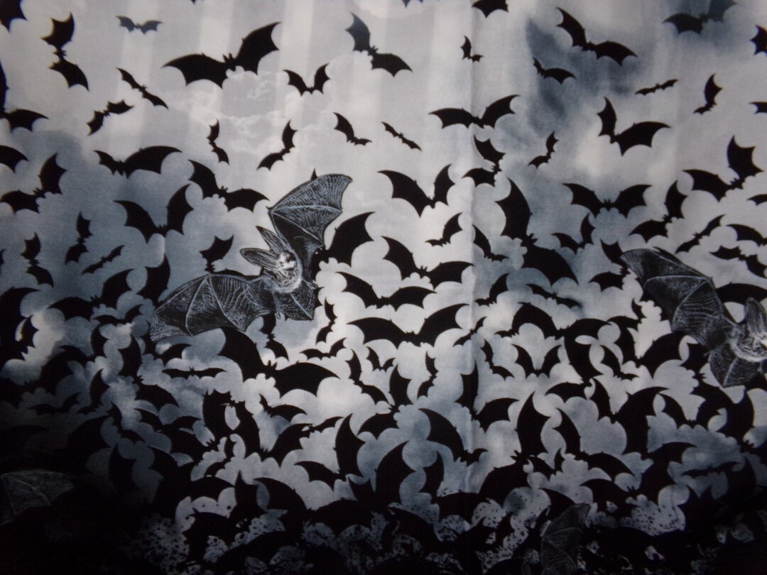 Bats in the Sky Fabric / Flying Bats Fabric / Halloween Bats / Gothic ...