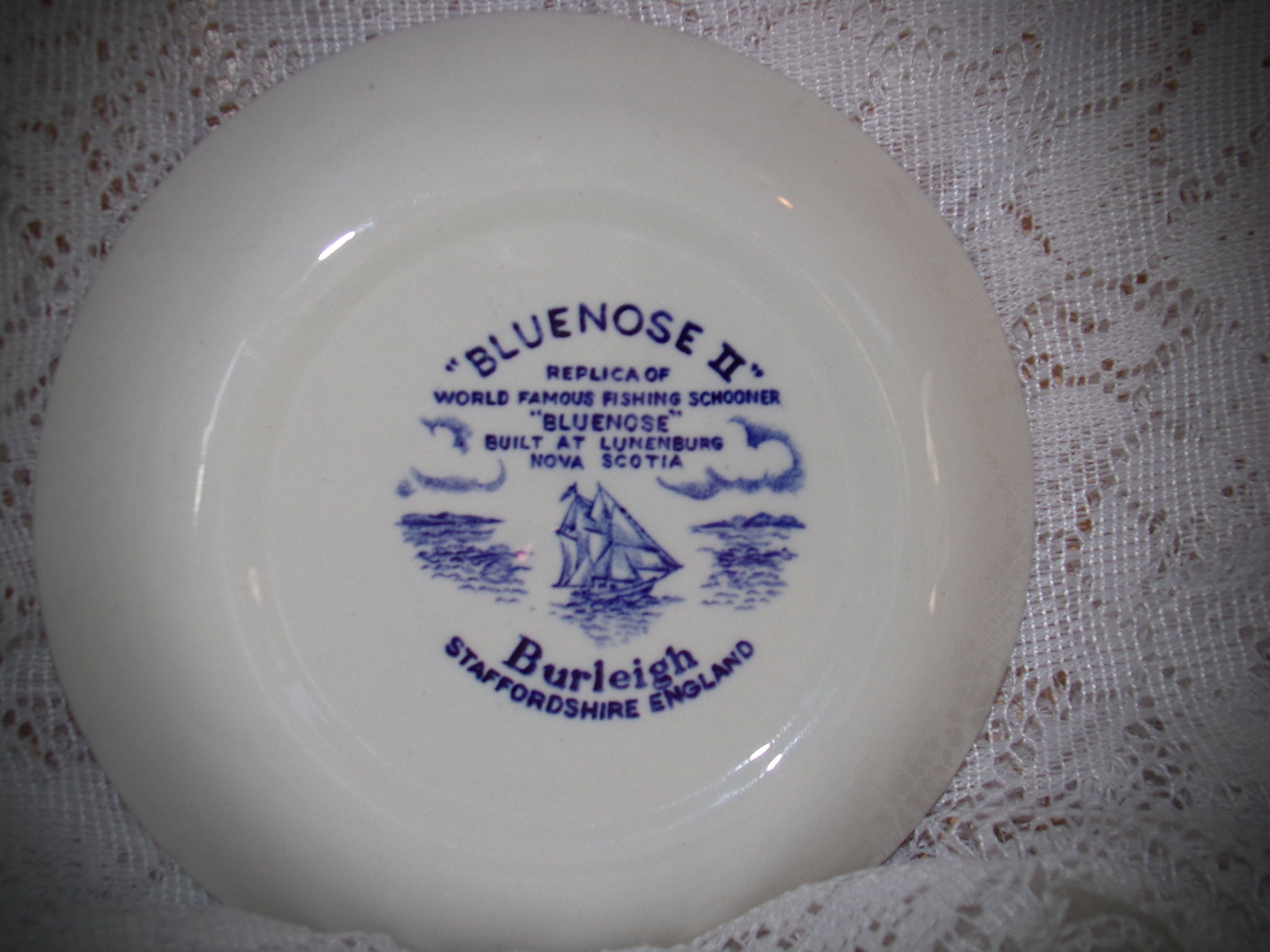 Collectibles Vintage Souvenir Plate BlueNose Fishing schooner Souvenir /Burleigh Staffordshire ...