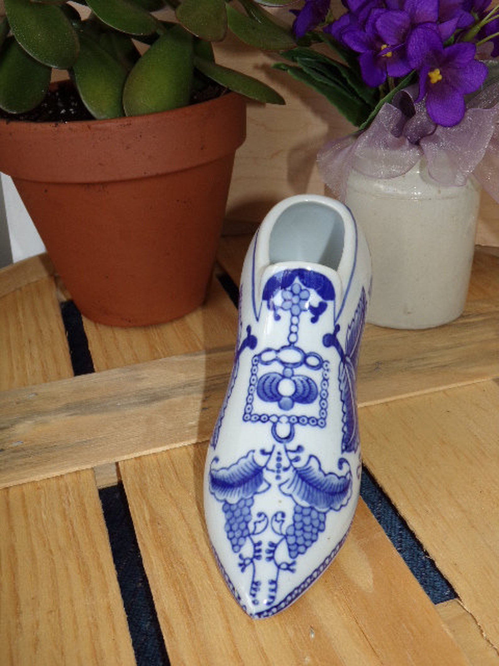 Vintage Blue Shoe Nantucket / Porcelain Shoe Blue / Blue Delft Large ...