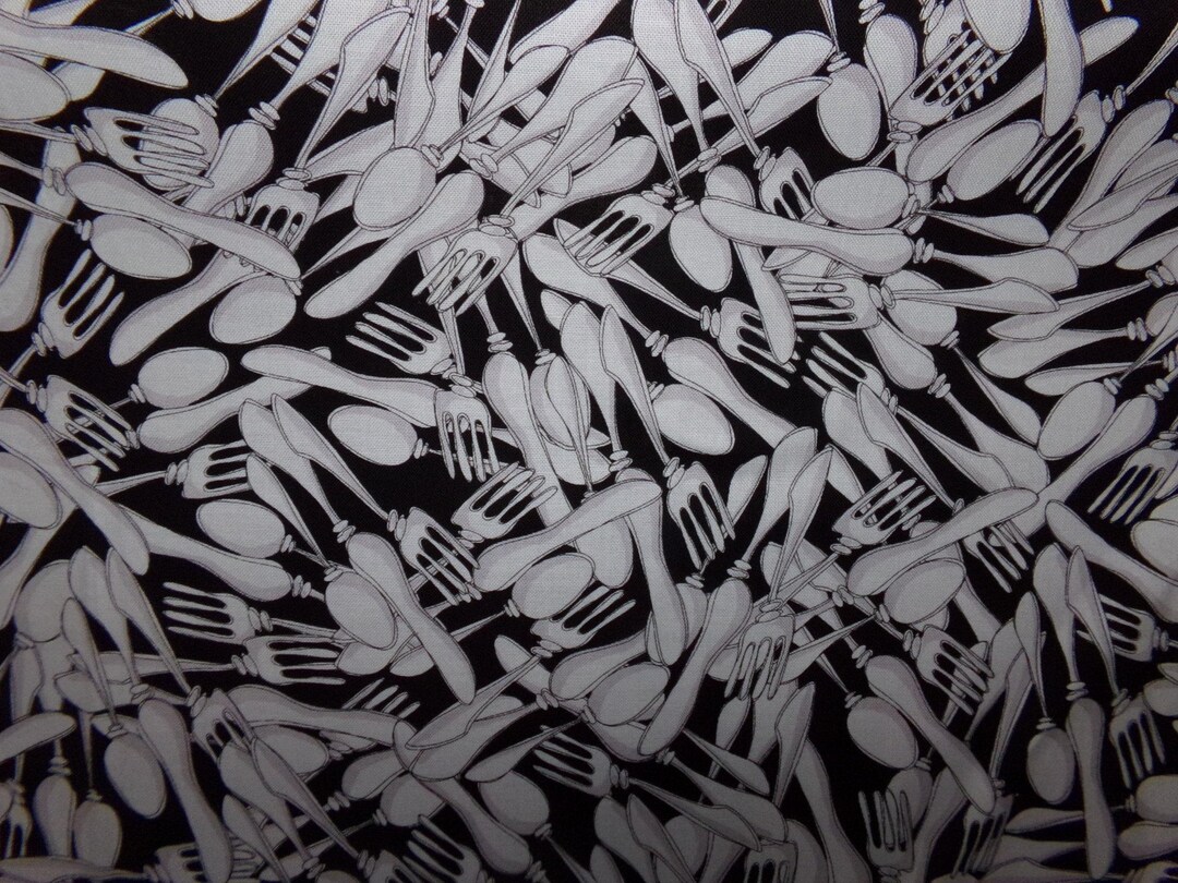 Forks ,spoons ,knifes Fabric / Chefs Utensils Fabric / Silverware ...