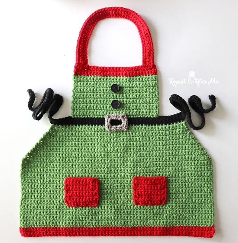 Kids Crochet Christmas Aprons Pattern - Gingerbread, Snowman, Santa ...