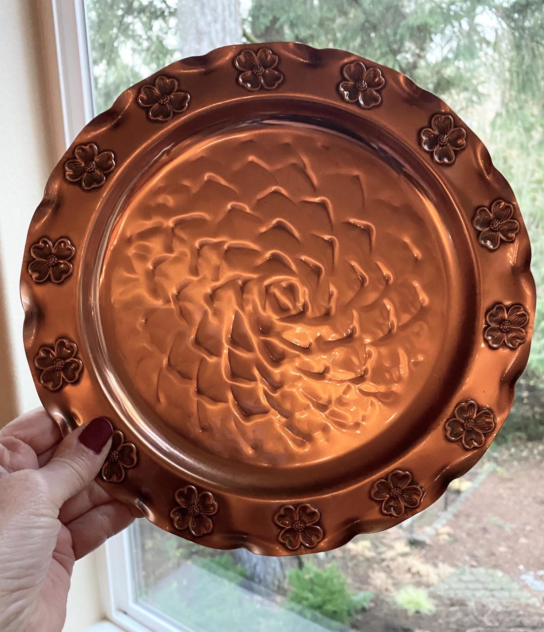 Vintage Gregorian Solid Copper Plate 9.5 Tray or Wall Decor, Hand ...