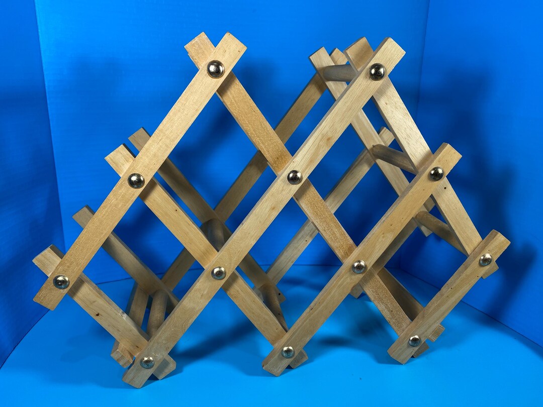 LCM Solid Oak Folding Wine Rack With Brass Hinges. - Etsy