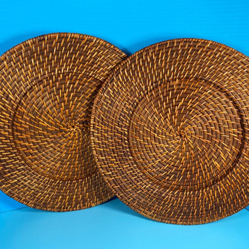Rattan Chargers - Etsy