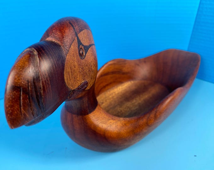 Vintage 1988 One of a Kind Hand Carved Puffin Solid Wood With Intricate ...