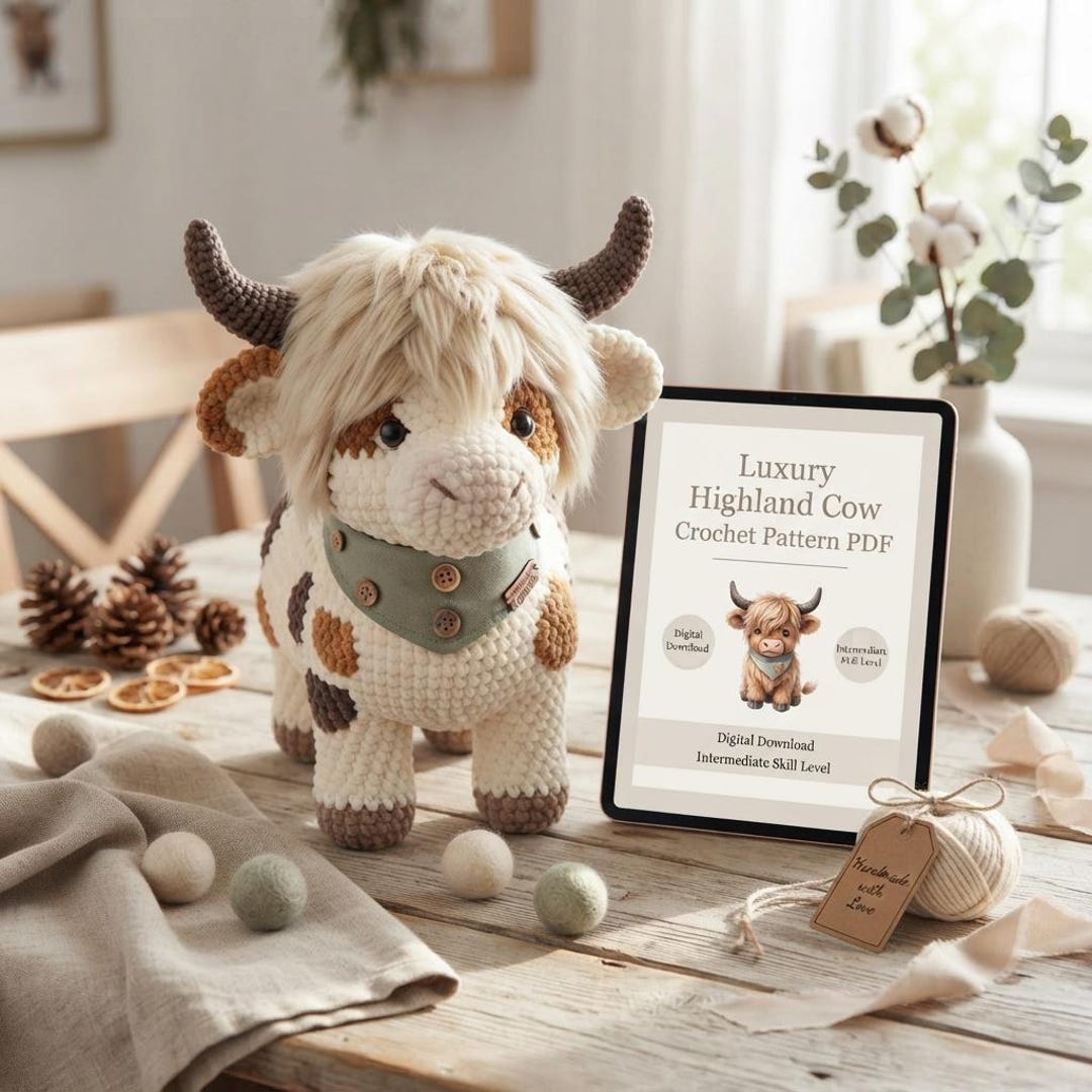 Luxury Highland Cow Crochet Pattern PDF | Fluffy Highland Cattle ...