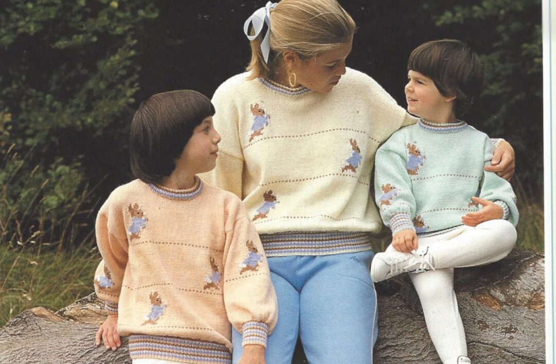 Knitting Pattern Children & Adult, Peter Rabbit Sweater Jumper Digital ...