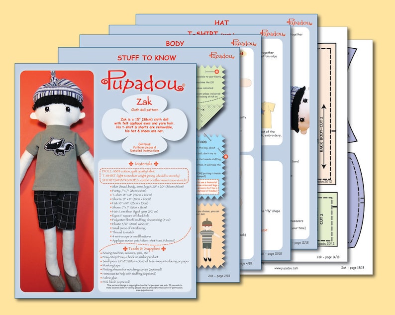 Cloth Doll Rag Doll Boy Pdf Pattern With Detailed Instructions - Zak - Etsy