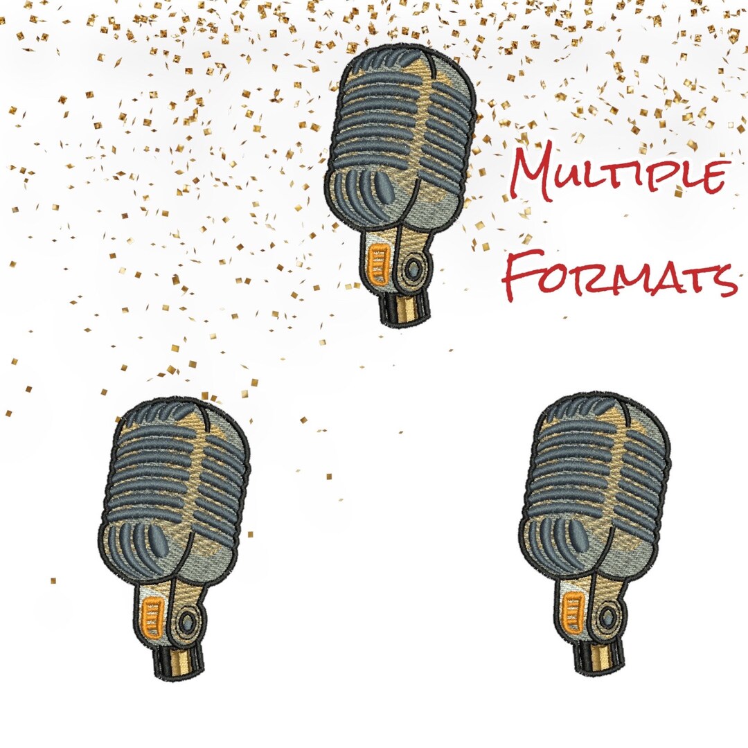 Microphone Embroidery Design - Etsy