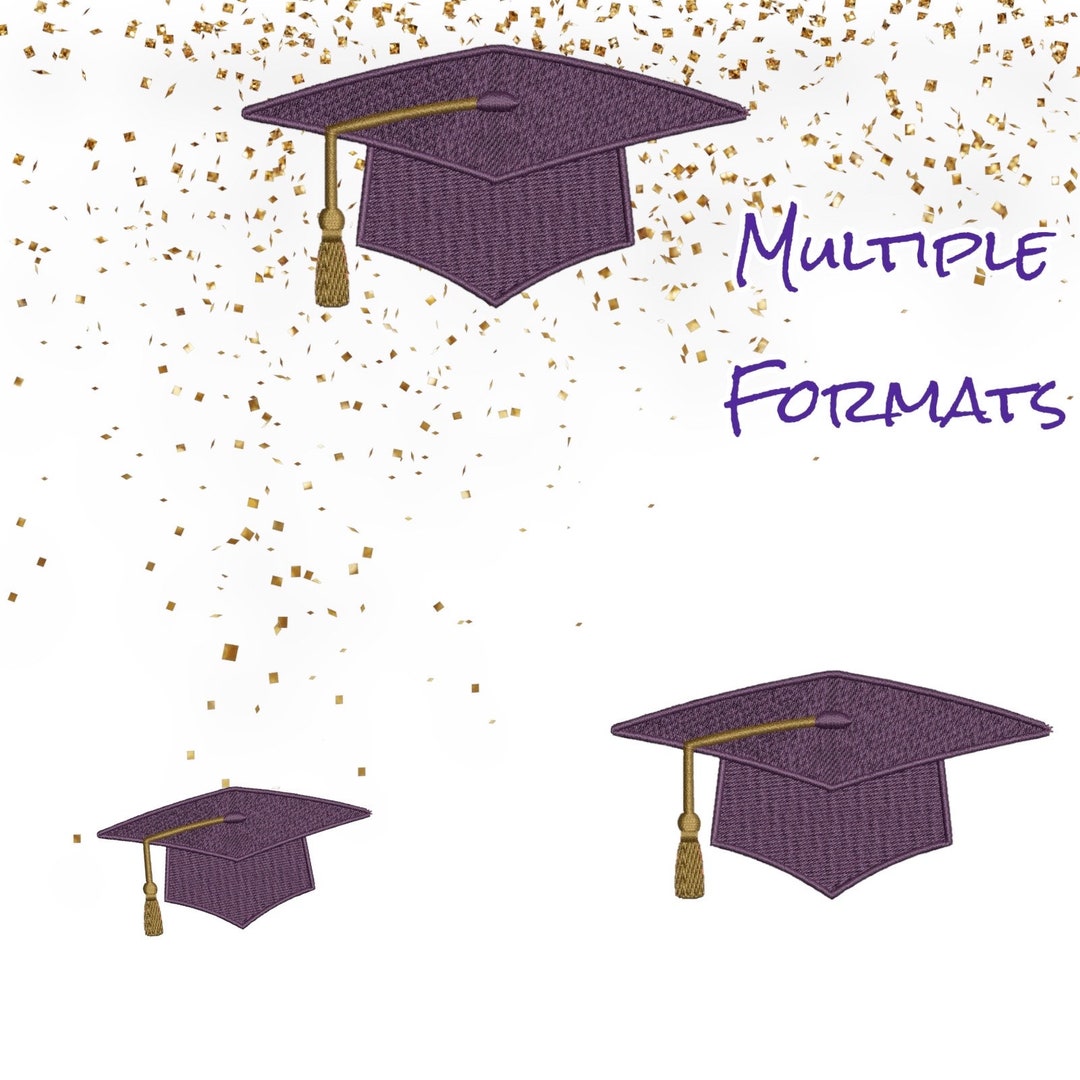 Grad Cap Embroidery File, Multiple Format - Etsy