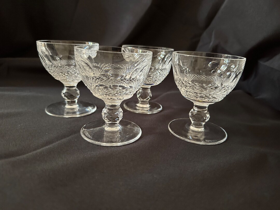 4 four WATERFORD COLLEEN Cut Lead Crystal Liquor Cocktail Glass-signed ...