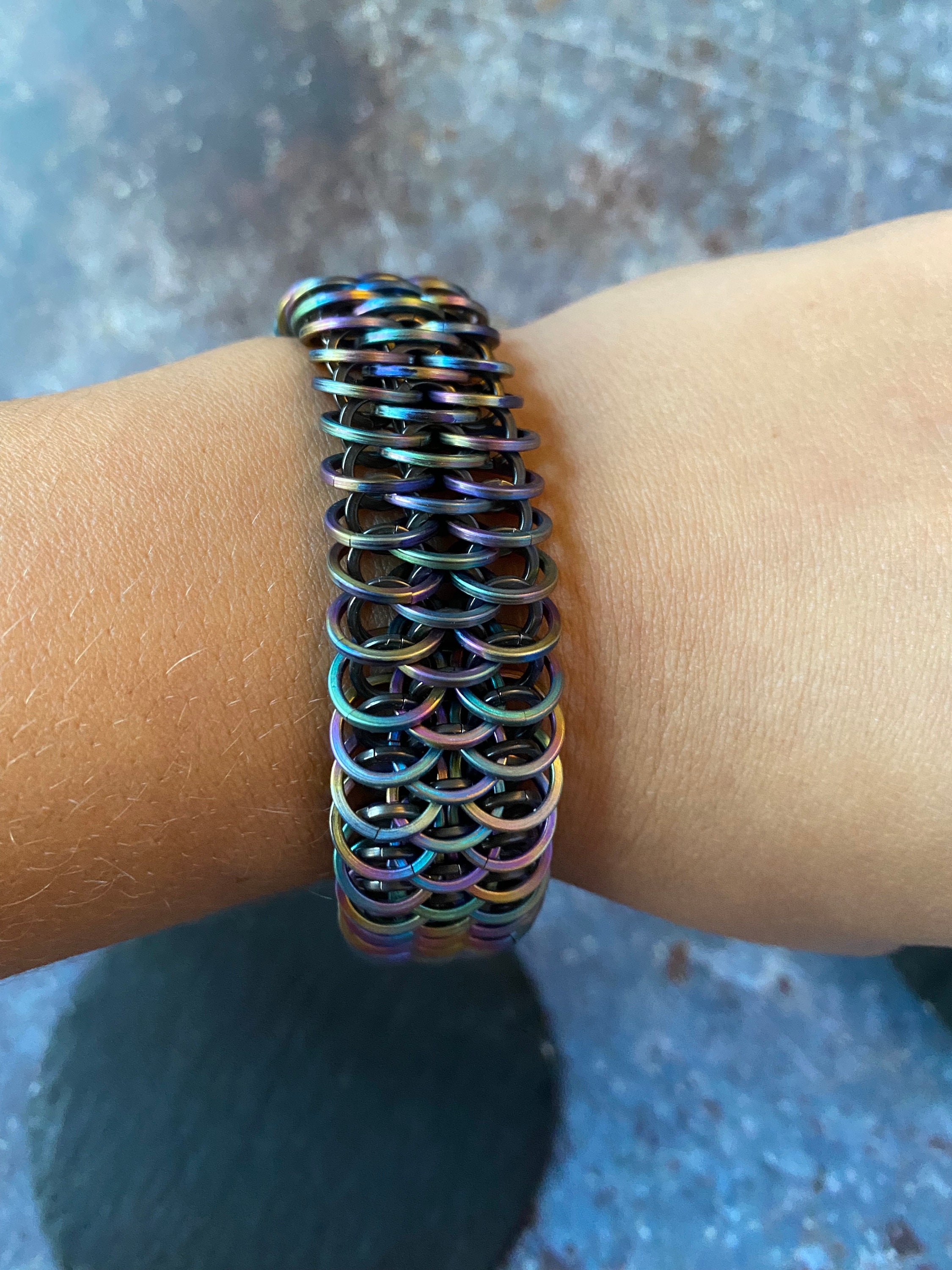 Dragonscale Bracelet Titanium Chainmaille Rainbow Chainmail ...