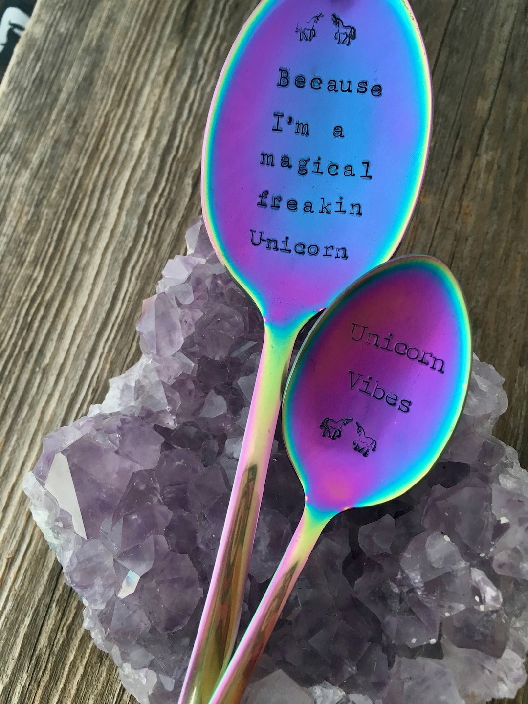 Hand Stamped "unicorn" Spoon, Rainbow Galaxy Spoon - Etsy