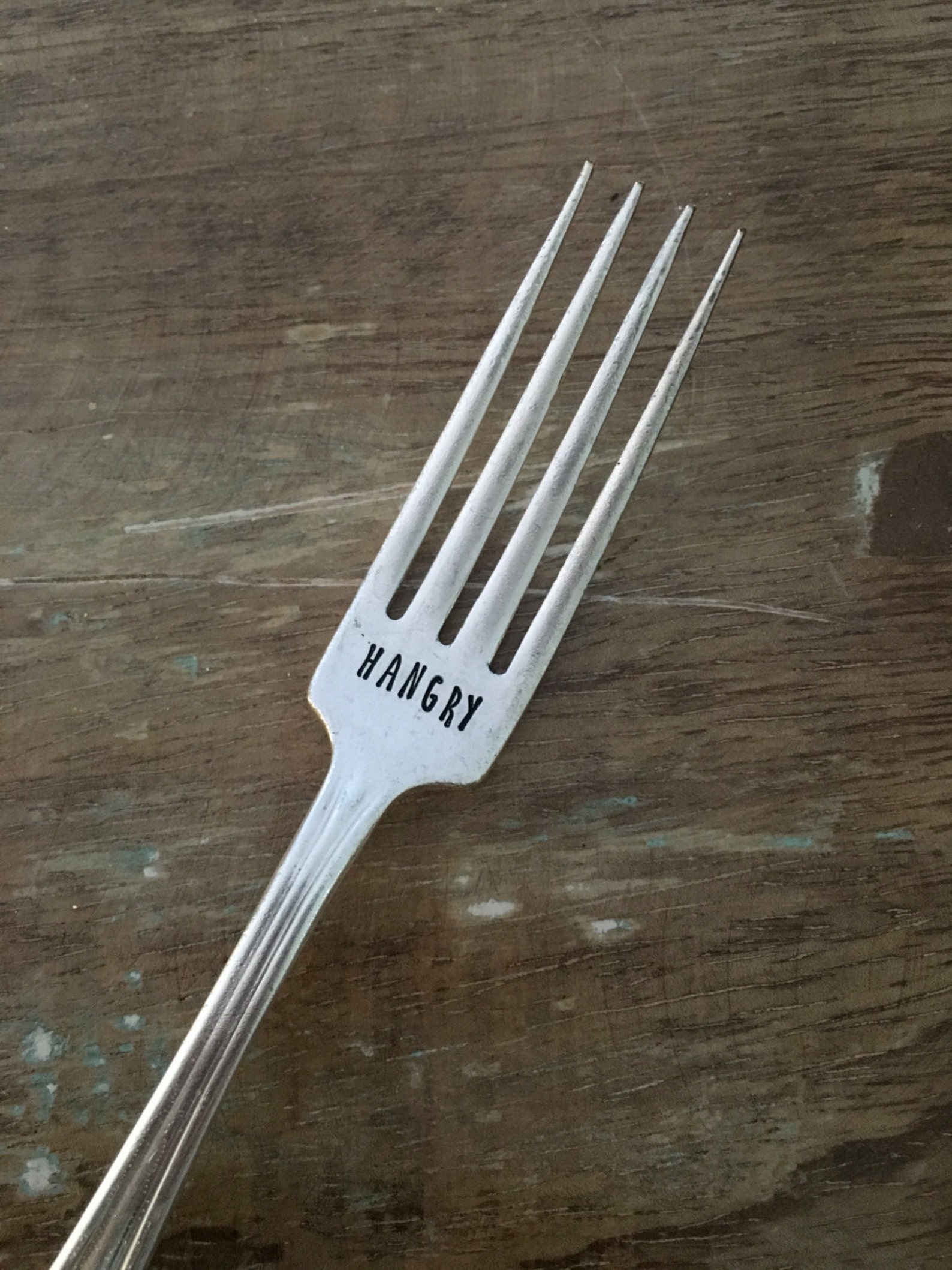 Hand Stamped hangry Fork Vintage Fork Hand - Etsy