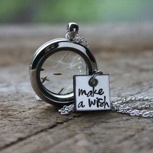 Make A Wish Hand Stamped Glass Locket With Real Dandelion Seeds - Etsy