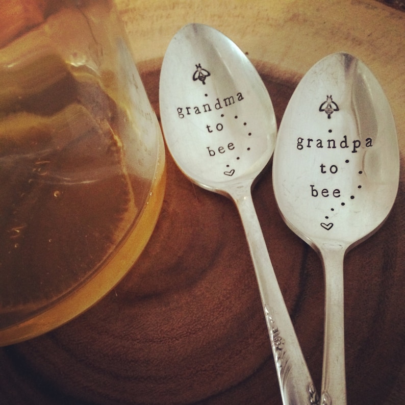 Hand Stamped "grandma or Grandpa to Bee" Spoon, Vintage Spoon Hand ...