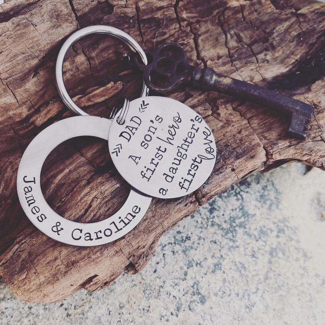 Personalized Son and Daughter Key Chain for Dad - Etsy