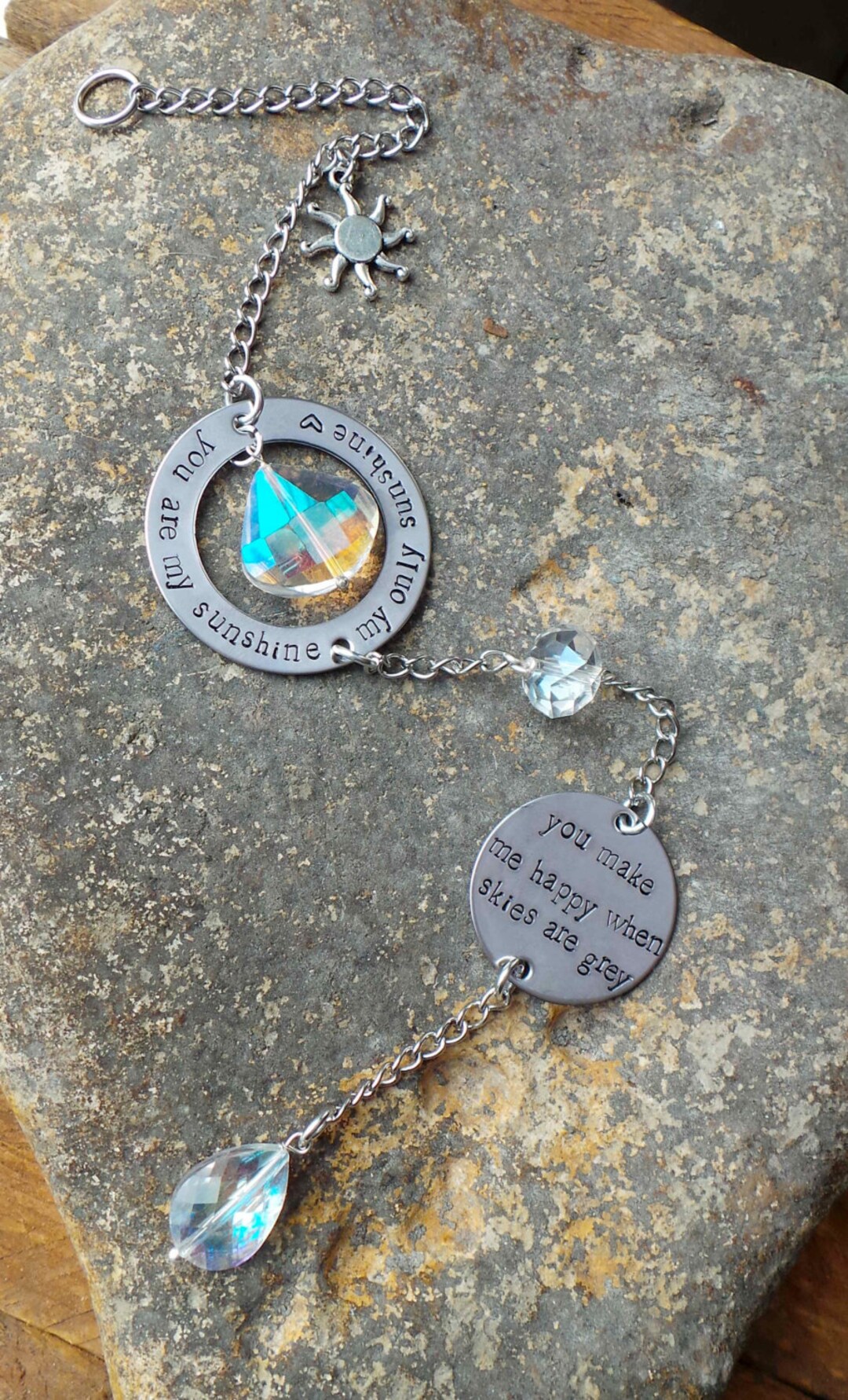 Hand Stamped Window Charm, Personalized Crystal Sun Catcher, Window ...
