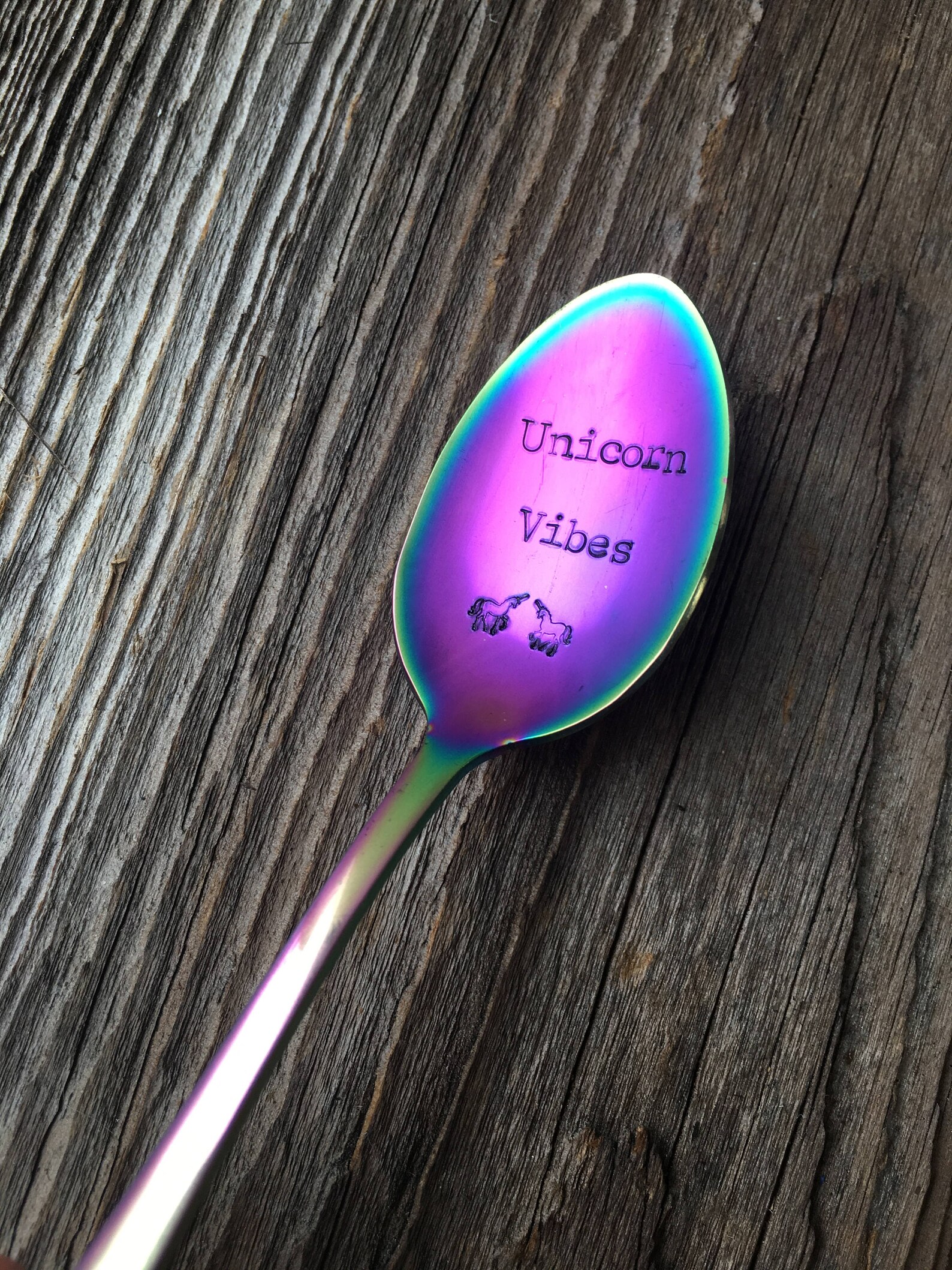Hand Stamped unicorn Spoon Rainbow Galaxy Spoon - Etsy
