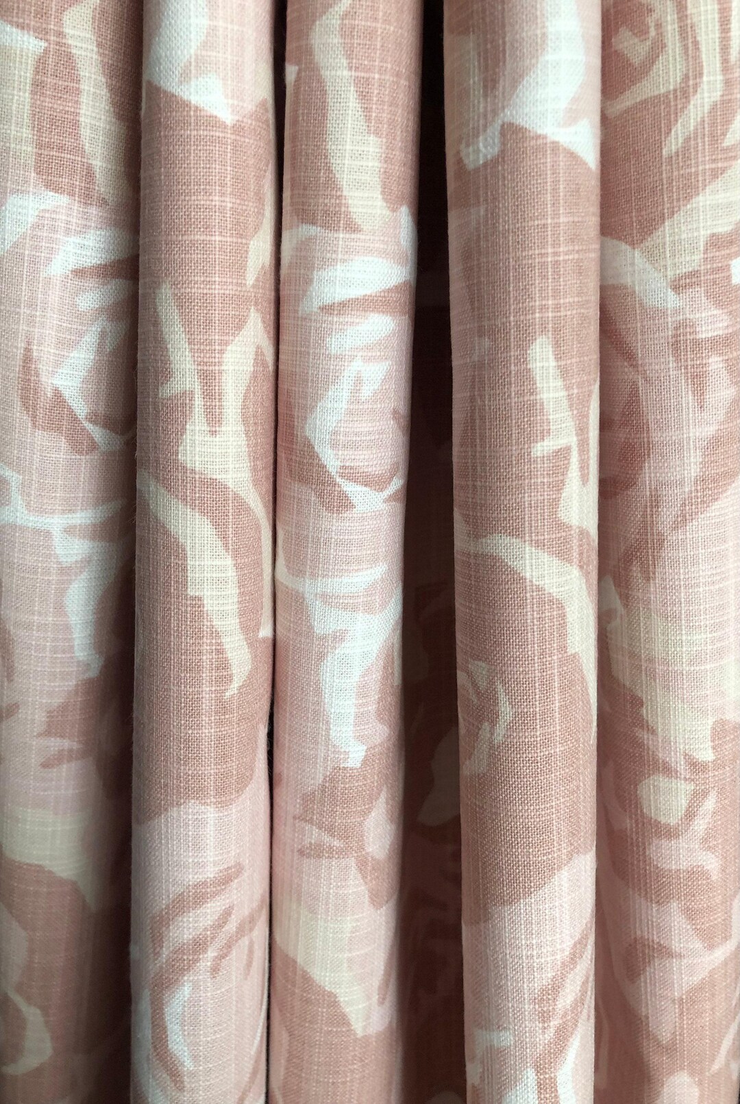 Curtain Panel, Farrah English Rose Blush, Medium Weight Cotton Slub ...