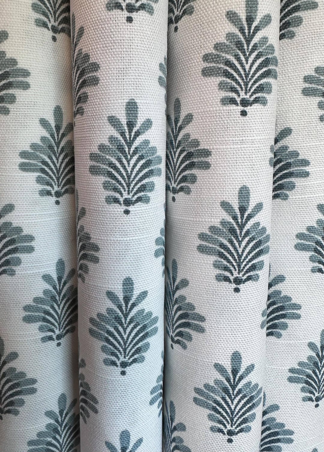 Shy Blue Dyann Block Print Curtains, See Our Pleated Listing - Etsy