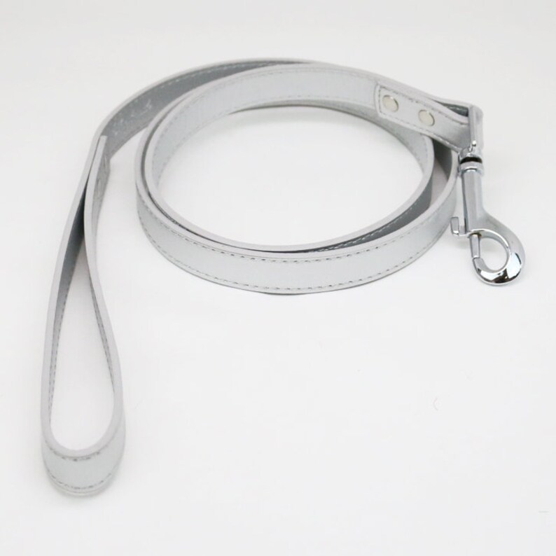 Silver Dog Leash Pet Wedding Accessory Silver Leather Leash - Etsy