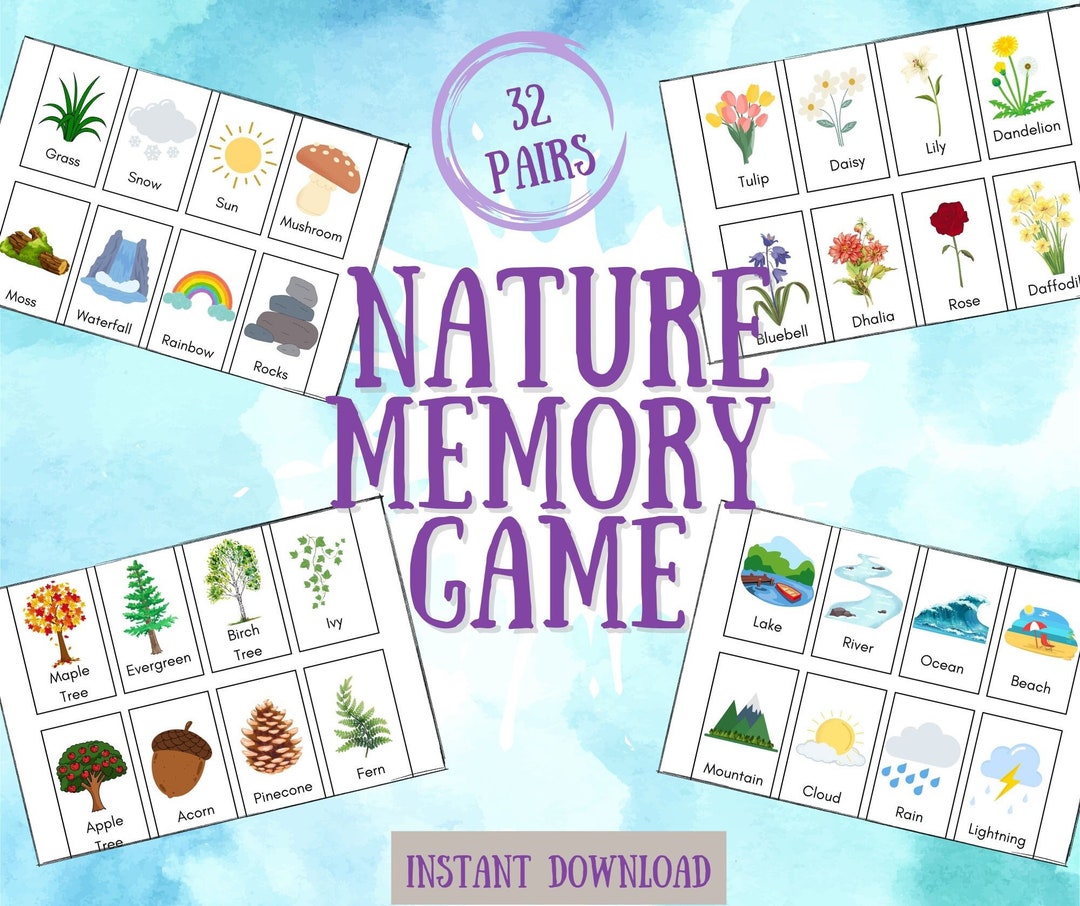 Printable Nature Themed Memory Game | Fun and Educational Game for Kids ...